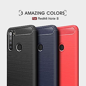 CruzerLite Xiaomi Redmi Note 8 Case, Carbon Fiber Texture Design & Leather Texture Design Back Cover Anti-Scratch Shock Absorption Case for Xiaomi Redmi Note 8 (Black)