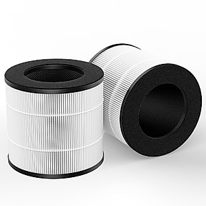2 Pack AC300 True HEPA Replacement Fil-ter, Compatible with Purivortex AC300 Air Puri-fiers, 3 Stages H13 True HEPA Filter, White