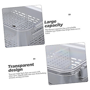 UPKOCH Drained Vegetable Basket Glass Container with Lid Fruit Containers with Lids Glass Fruit Vegetable Strainer Container Fruit Washing Basket Food Storage Bin Produce Keeper Pp Grey