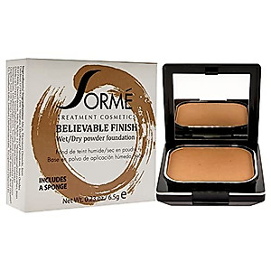 Sorme Cosmetics Believable Finish Powder Foundation in Honey Dusk | Medium to Full Coverage Foundation Powder Makeup | Matte Finish Pressed Powder | Rejuvenating Face Powder
