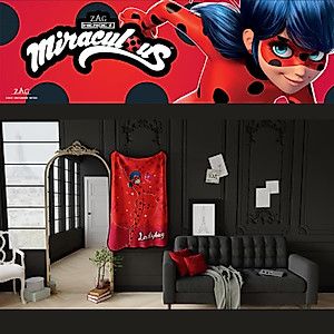 Franco Miraculous: Tales of Ladybug and Cat Noir Kids Bedding Super Soft Micro Raschel Throw, 46 in x 60 in, (Officially Licensed Product)
