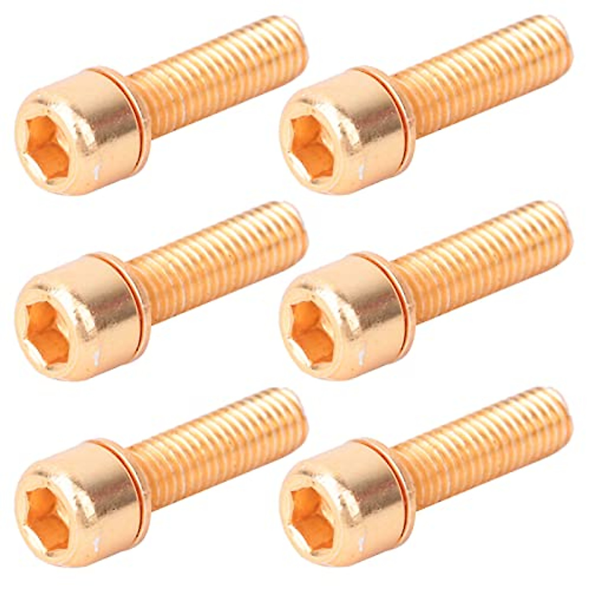 Bicycle Stem, 6 Pcs Bike Steering Handlebar Screw with Spacer for Road Bike for Fixing Gear(Gold one Card/6 pcs)