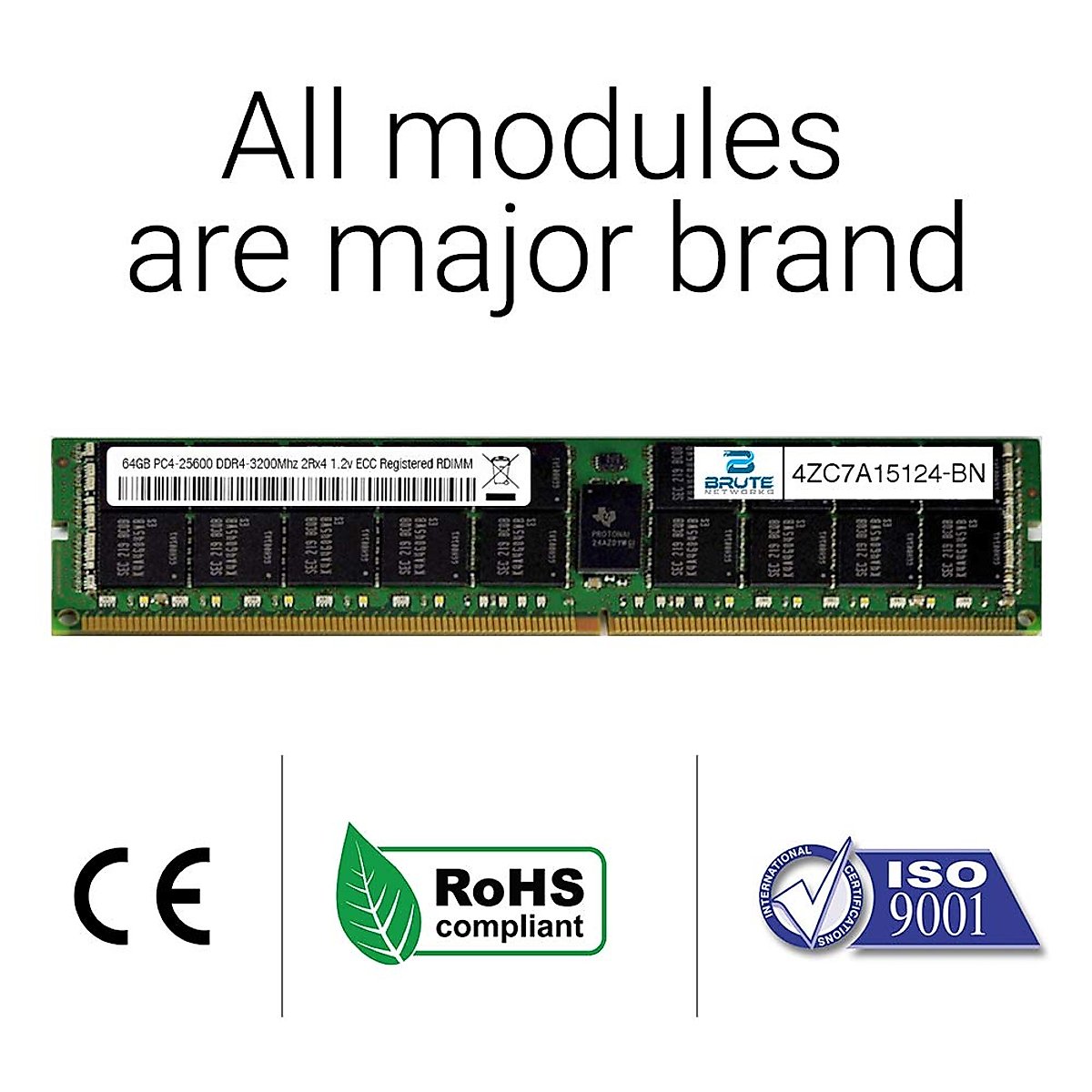 Brute Networks SNPDFK3YC/16G-BN - 16GB DDR4-2666Mhz 2RX8 ECC Registered RDIMM (Compatible with OEM PN# SNPDFK3YC/16G)