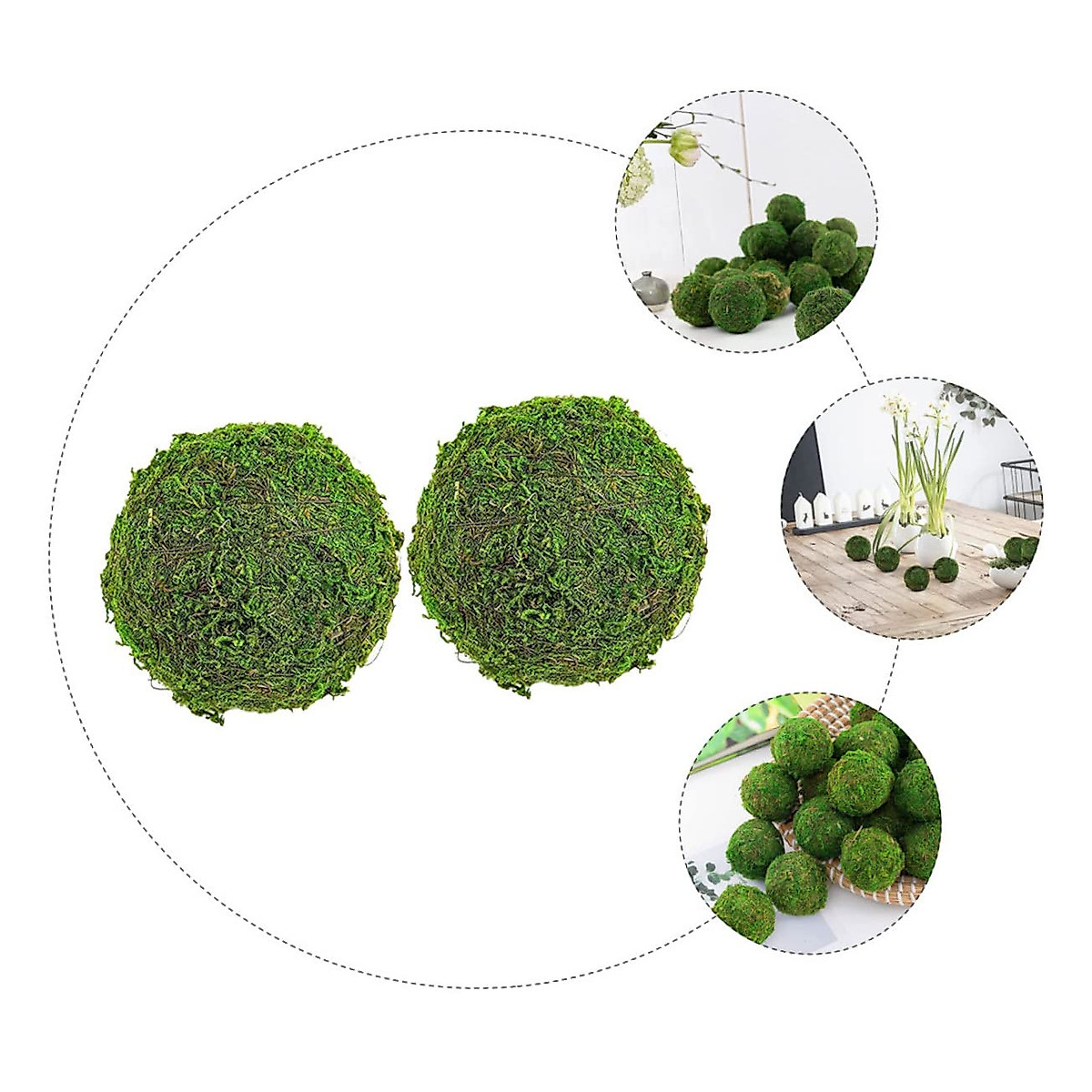 Abaodam Wedding Mossy Balls 2pcs Artificial Home Decor Artificial Green Plant Fake Mossy Balls Floral Mosses Ball Decoration Fake Moss Balls Decorative Moss Balls Grass Ball Wedding Foam