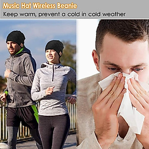 Winter Hats Wireless Beanie Hat with Headphones Smart Beanies Headset Warm Musical Headphone with Built-in Mic Handsfree for Skiing Skateboarding Jogging for Men Women Boys Girls Black