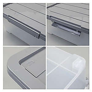 Qqbine 40 Quart Large Under Bed Storage Bins with lids, Plastic Wheeled Latching Boxes, 3 Packs