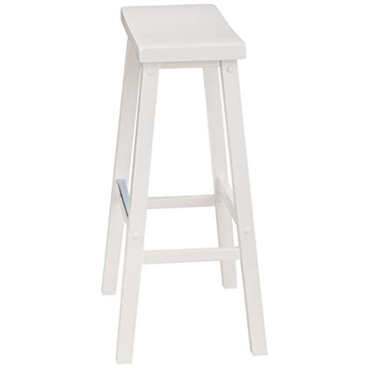 Amazon Basics Solid Wood Saddle-Seat Kitchen Counter Barstool, 29-Inch Height, White - Set of 2