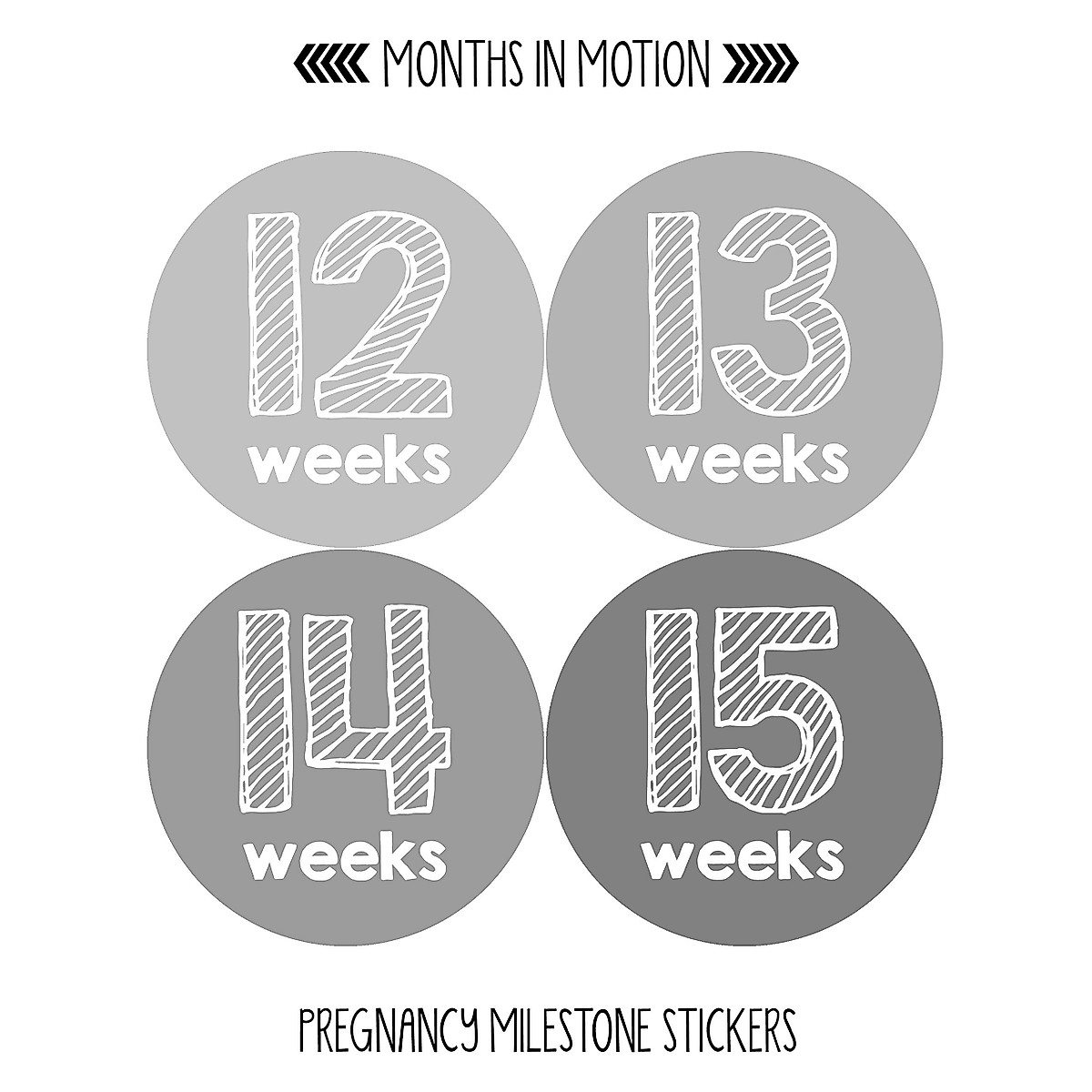 Months In Motion Pregnancy Weekly Belly Growth Stickers - Week to Week Pregnant Expecting Photo Prop - Maternity Keepsake - Baby Bump - Large Set of 36 Weekly Photo Sticker