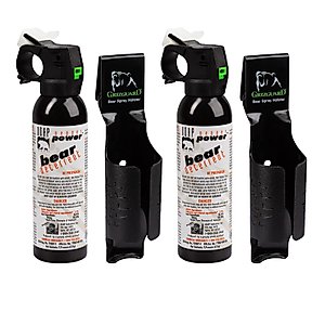 UDAP Pepper Power Bear Spray Self Defense Deterrent with Griz Guard Holster for Camping, Hiking, Fishing, Powerful Blast Pattern, 30 ft Fog Barrier, 12DCH, 9.2 oz, 2 Pack