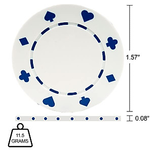 Trademark Games Poker Chips ? 100-Piece Set of 11.5-gram Blackjack Chips with Suited Design ? Made of Composite Resin for Texas Holdem (White)