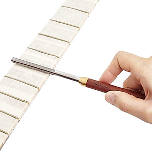 Guitar Fret Crowning Edge File with 3 Crowning Grooves & 1 Full Flat Grit Side, Mini Diamond Guitar Fret End Dressing File, Professional Luthier Repair Tool for Guitar, Bass, Ukulele, Banjo