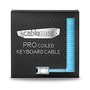 CableMod Pro Coiled Keyboard Cable (Midnight Black, USB A to USB Type C, 150cm)