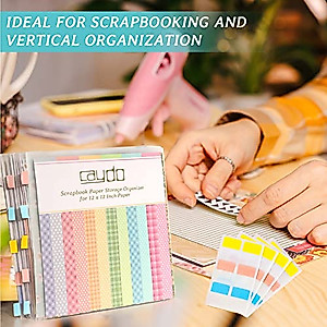 Caydo Scrapbook Paper Storage Organizer with 60 Sticky Index Tabs, 10 Pack Plastic Paper Storage Bag for Holding 12 x 12 Inch Scrapbook Paper Cardstock Vinyl Paper and Paper File