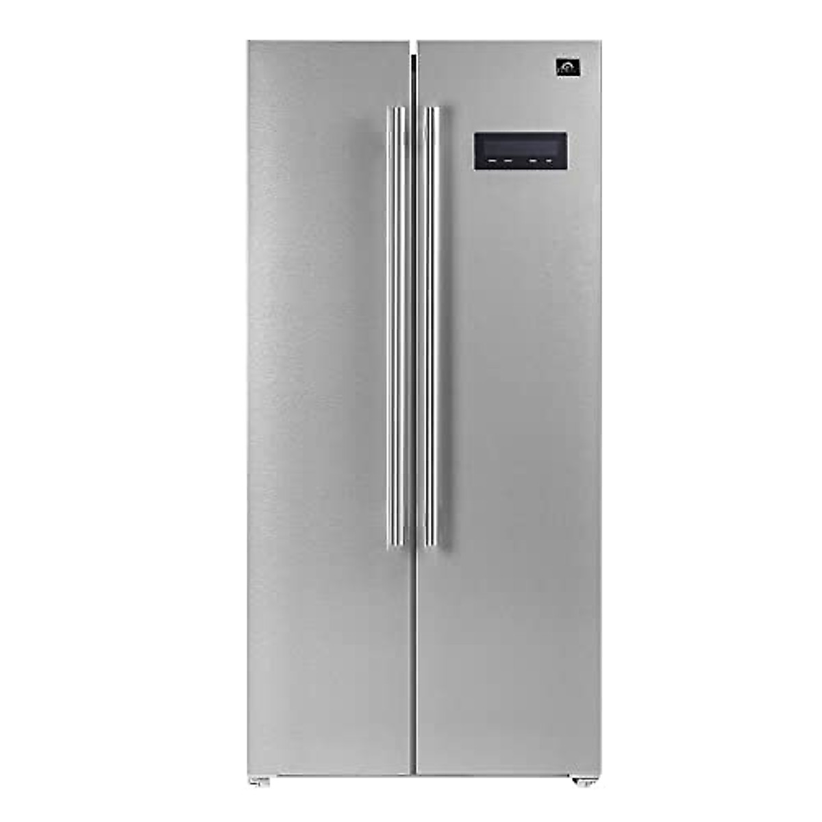 Forno Salerno 33" Inch W. Side-by-side Refrigerator and Freezer with 15.6 Cu.Ft. Total Capacity - Stainless Steel Freestanding Fridge with LED Display, Vacation mode and Child Safety Lock.
