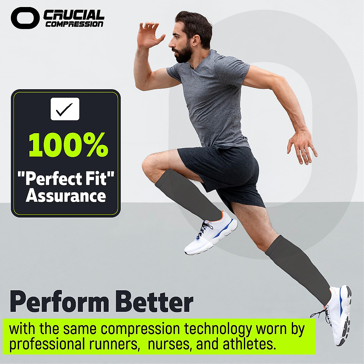 Crucial Compression Socks for Men & Women (20-30mmHg) - Best Graduated Stockings for Running, Athletic, Travel, Pregnancy, Maternity, Nurses, Medical, Shin Splints, Support, Circulation & Recovery