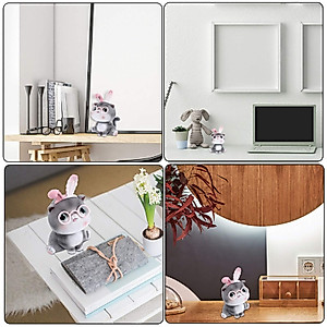 Amosfun Cat Bobblehead Ornaments Shaking Rabbit Ear Lucky Cat Figurines Animal Dancing Figure Toy Car Dashboard Decorations for Vehicle Home Office Desktop (Random)