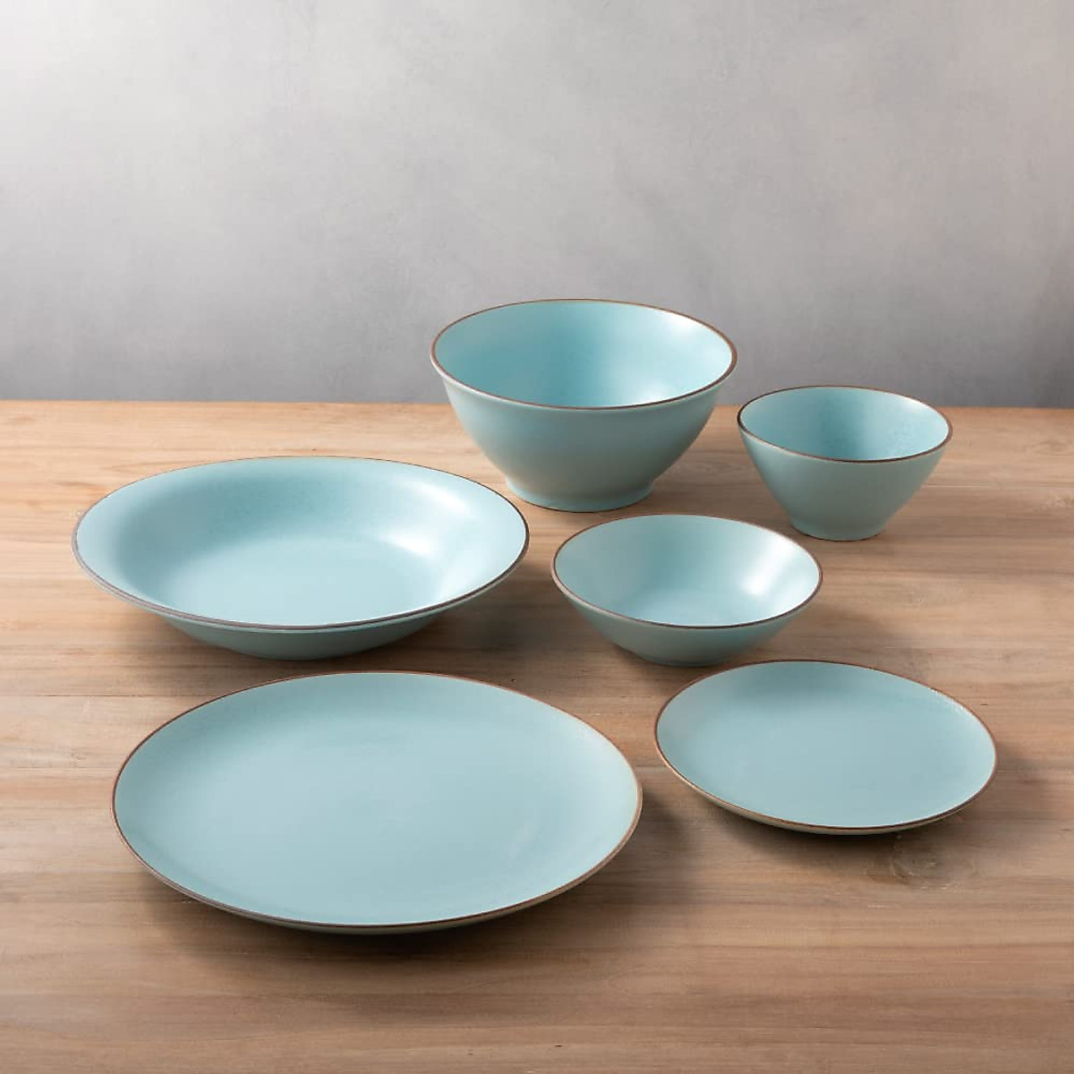 simfe. Dinnerware Set, 6-Piece Set, 9.1/6.3 inches (23/16 cm) Plate, 5.5 inches (14 cm), Free Bowl, Donburi, Oval Bowl, Microwave Safe, Made in Japan, Blue