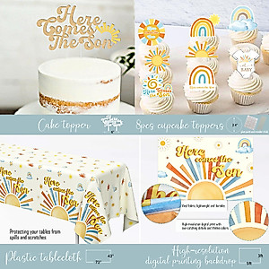 Here Comes the Son Baby Shower Decorations for Boy, Sun Theme Baby Shower Decoration, Boho Sun Baby Shower Party Supplies, It's A Boy Gender Reveal Décor, Retro Sun You Are My Sunshine Baby Shower