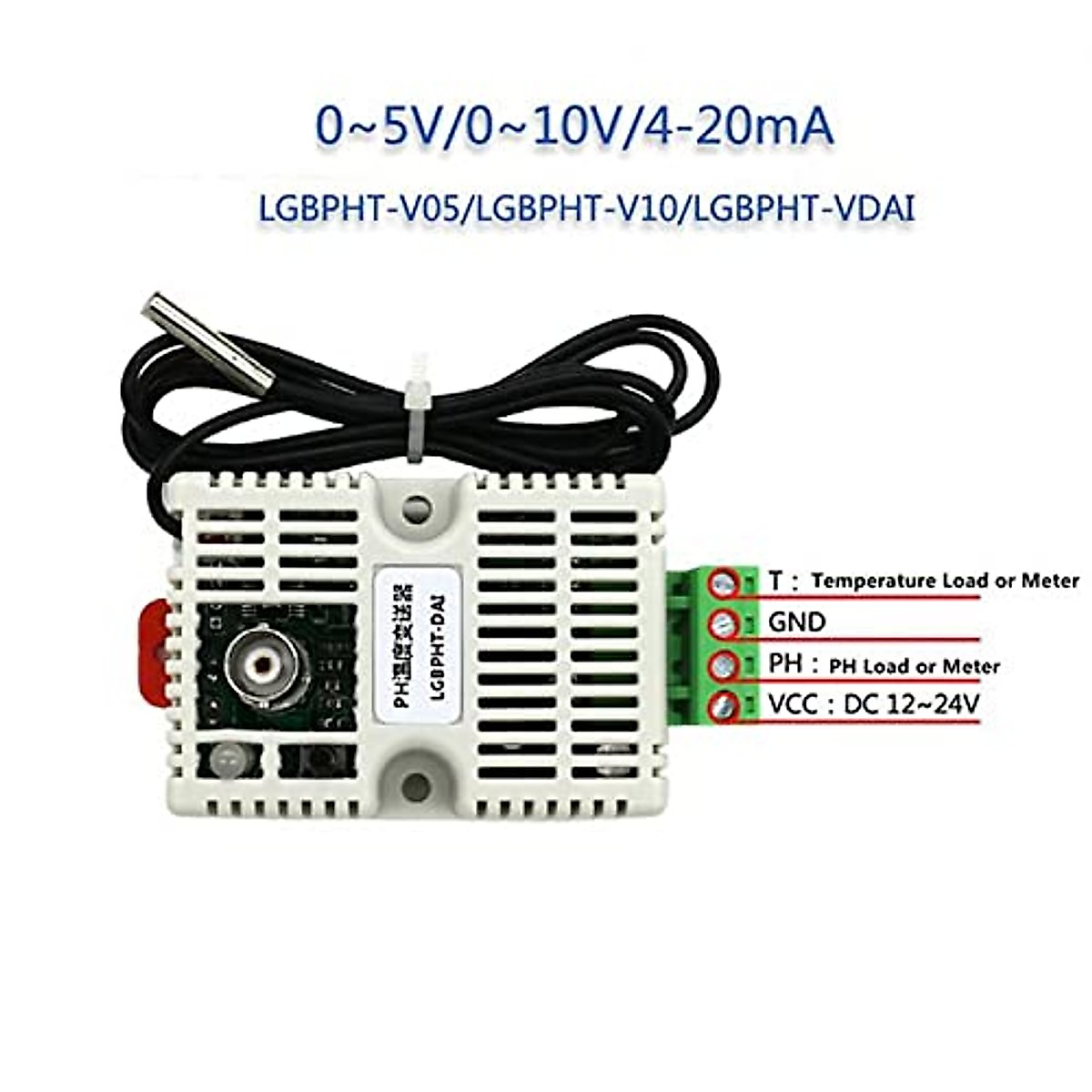 Jieotwice PH Temperature Transmitter Detection Sensor Module RS485/4-20mA/0-10V/0-5V Output with Electrode (0-10V)