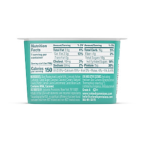 Icelandic Provisions 5.3oz Traditional Skyr Yogurt, Coconut, Icelandic Cultured Dairy Product With 15g Protein Per Serving | Thick & Creamy Texture | More Protein & Less Sugar Than Yogurt