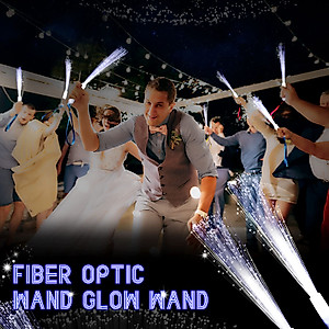 Jecery 72 Pieces White Fiber Optic Wands Glow Sticks LED Light up Wedding Wand with 3 Modes Flashing Sparklers for New Year Eve Birthday Wedding Bridal Shower Glow in The Dark Party Favors Supplies