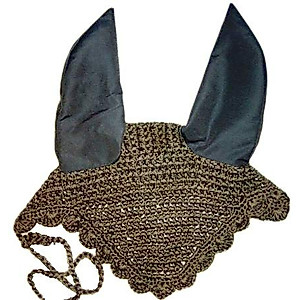 Avani Creations Ad Horse Ear Net Crochet Fly Veil Equestrian Fly Bonnet/Veil/mask Standard Size