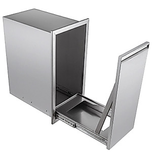 Atatod 14-inch Single Pull-Out Trash can Stainless Steel Outdoor Kitchen Trash can can Store a 10 Gallon Commercial Trash can Without Handle Design