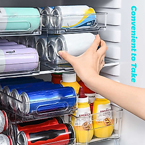 XISAOK Refrigerator Organizer Bins Soda Can Dispenser Clear Plastic Canned Drink Holder Storage for Fridge Kitchen Cabinets
