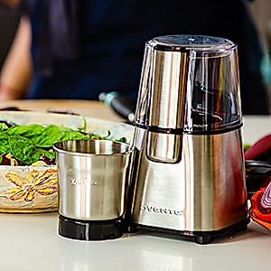 OVENTE Electric Coffee Grinder 2.1 Ounce Cup Fresh Grind with 2 Blade Stainless Steel Grinding Bowl, Fast Grinding with 200 Watt Powered Motor Perfect for Beans, Spices, Nuts, Silver CG620S