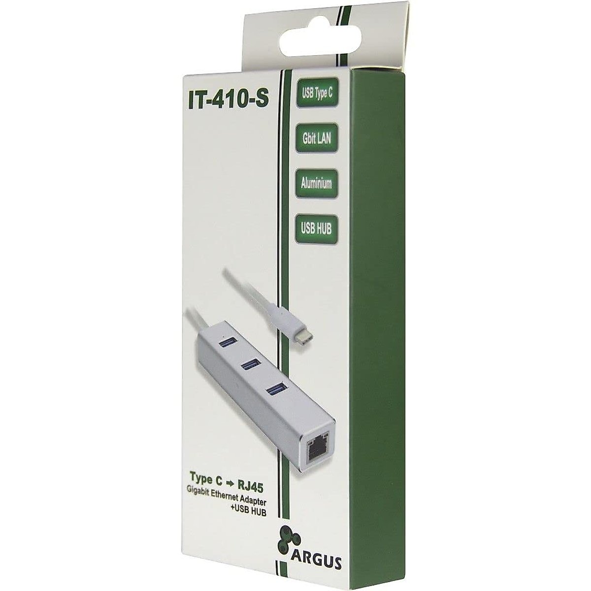 Inter-Tech Argus IT-410-S Adaptor USB Type C to GbitLAN with 3X USB 3.0 Hub