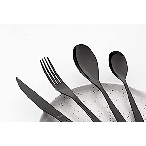 Otto Koning - Berlin - 20 Piece Black Cutlery Set for 4 people, Stainless Steel flatware, Tableware Silverware Set with Steak Knife and Fork Sets, Elegant Design, Mirror Polished and Dishwasher Safe