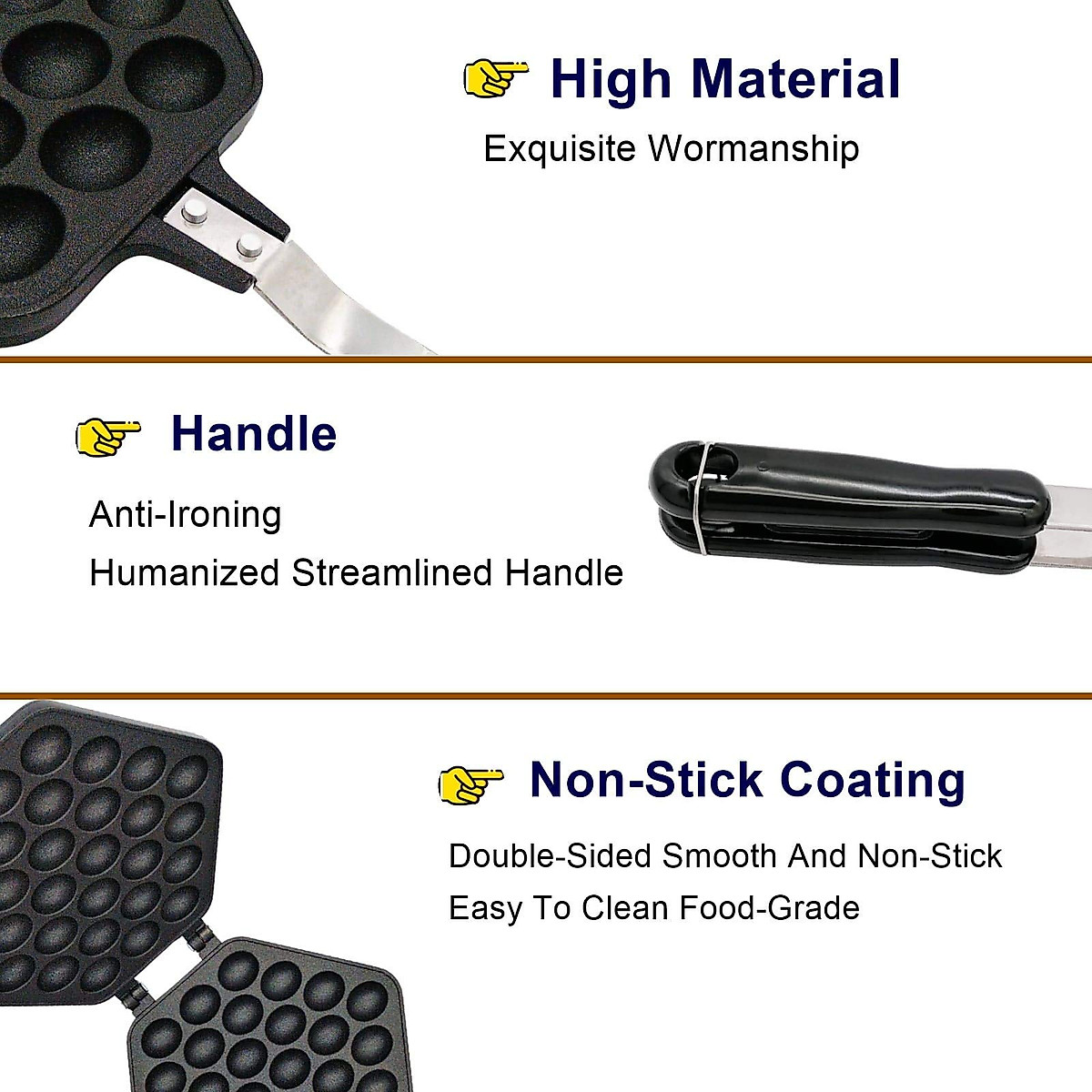 AeKeatDa Egg Waffle Maker Cake Maker with Silicone Brush for Home, kitchen, DIY,Bakeware and etc,DIY Bubble Waffle Maker,Non-Stick