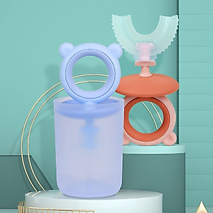 COLOROUND 2 Pack Kids U Shaped Toothbrush for Toddlers Age 2-6, Silicone Baby Toothbrush with Storage Cup, Baby Manual Training Toothbrush 360° Oral Teeth Care for Children