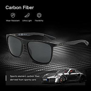 ZENOTTIC Square Polarized Sunglasses for Men Ultralight Carbon Fiber Sun Glasses Driving Fishing Golf Sports UV400 Protection