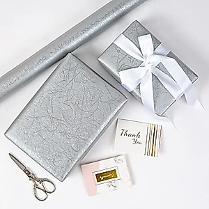 WRAPAHOLIC Wrapping Paper Roll - Basic Texture Silver Design for Birthday, Holiday, Wedding, Baby Shower Wrap - 30 Inch x 16.5 Feet