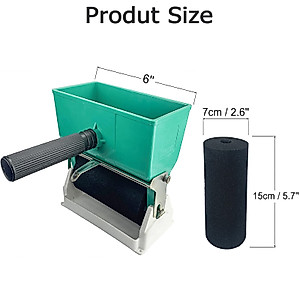 6 Inch Portable Glue Applicator Roller with Paint Bucket Handheld Manual Adhesive Glue Spreader with 2 Foam Wheels for Carpenter Woodworking, 10.5oz(320ml)