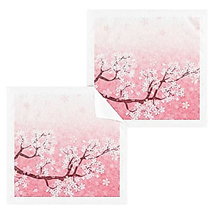 ALAZA Wash Cloth Set Pink Cherry Blossom(2) - Pack of 6 , Cotton Face Cloths, Highly Absorbent and Soft Feel Fingertip Towels(226cr8g)