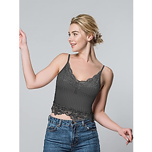 6 Pcs Lace Patchwork Tank Top Y2k Fairy Grunge Crop Top Lace Tank Top Cami Ribbed Knitted Tank Tops for Girls Women (Modern Color, Small)