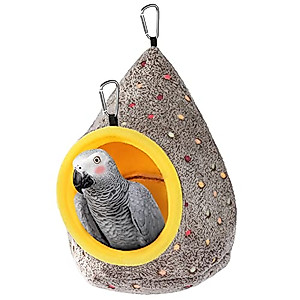 Winter Warm Bird Nest, Plush Bird Bed for Cage with Fixable Opening to Keep Shape, Parrot Hammock Snuggle House, Gift for Macaws African Grey Amazon Parrot Cockatiel