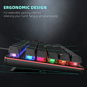 Xooec AK33-Pro Mechanical Gaming Keyboard RGB LED Rainbow Backlit Wired Keyboard with Blue Switch 100% Anti-Ghosting Keyboards for Windows Gaming PC/MAC