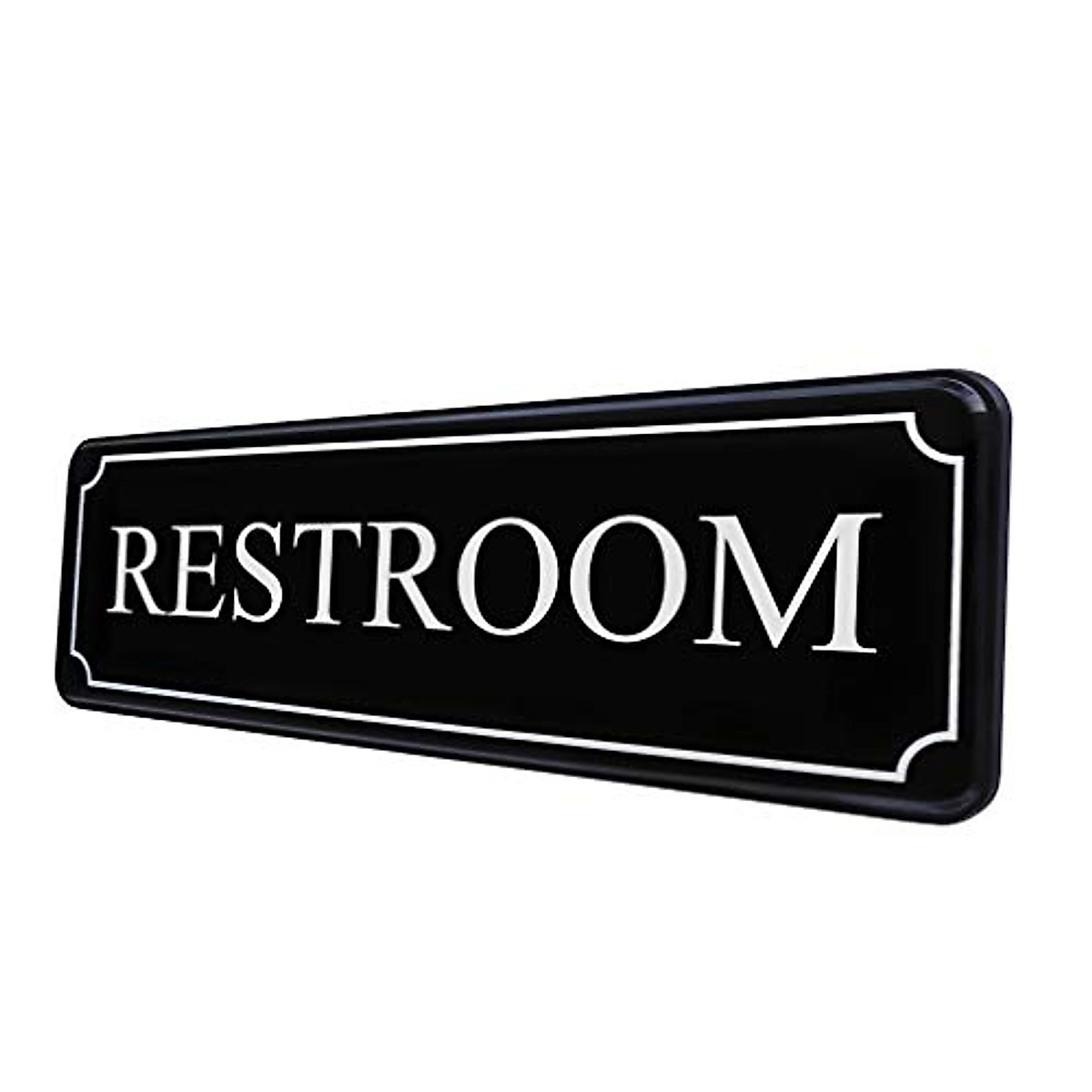 Restroom Sign for Office Door Wall – Bathroom Signs for Home and Business - Water Closet Sign Black White Sticker 9×3 in - Easy Installation Without Any Tools - Quality Guaranteed by MolnijaPro
