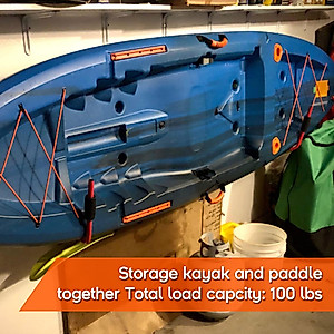 TC-Home Kayak Rack Storage Wall Mounted Kayak Holder 100 lbs Kayak Ladder Indoor Surfboard Folding Hanger Red