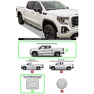 APS Premium 5in Stainless Steel Running Boards Compatible with Chevy Silverado GMC Sierra Crew Cab 19-24