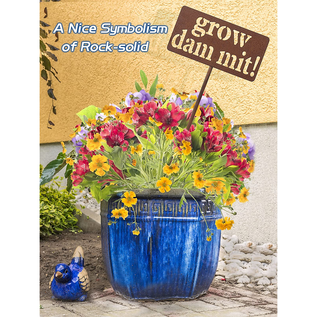 Grow Dammit Garden Signs Decor- Metal Garden Stakes Sign Funny Gardening Gifts with Gift Box for Women Men and Gardeners (19.7 Inches Tall)