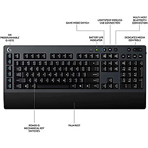 Logitech G613 LIGHTSPEED Wireless Mechanical Gaming Keyboard, Multihost 2.4 GHz + Bluetooth Connectivity (Renewed)