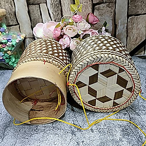 Heavens Tvcz Bamboo Sticky Rice Serving Basket Handmade 100% Kratip Container Thai Laos Traditional Weave Wickerwork Based Travel Picnic Based Dye Food Safe Family Size 5.00 Inch Diameter