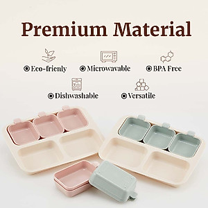 NESTIQUE Silicone Plates for Baby & Toddlers, Divided Plates Design | Microwave & Dishwasher Safe, BPA Free Toddler Plates, Baby Food Tray | Baby Kids Plates, Vanilla Mint