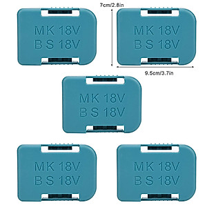 Bindpo Battery Rack, 5Pcs Battery Wall Mount Storage Shelf Rack, Battery Holder Compatible for Makita 18V/for Bosch 18V Batteries, Shelf Bracket Belt Slot(Cyan)