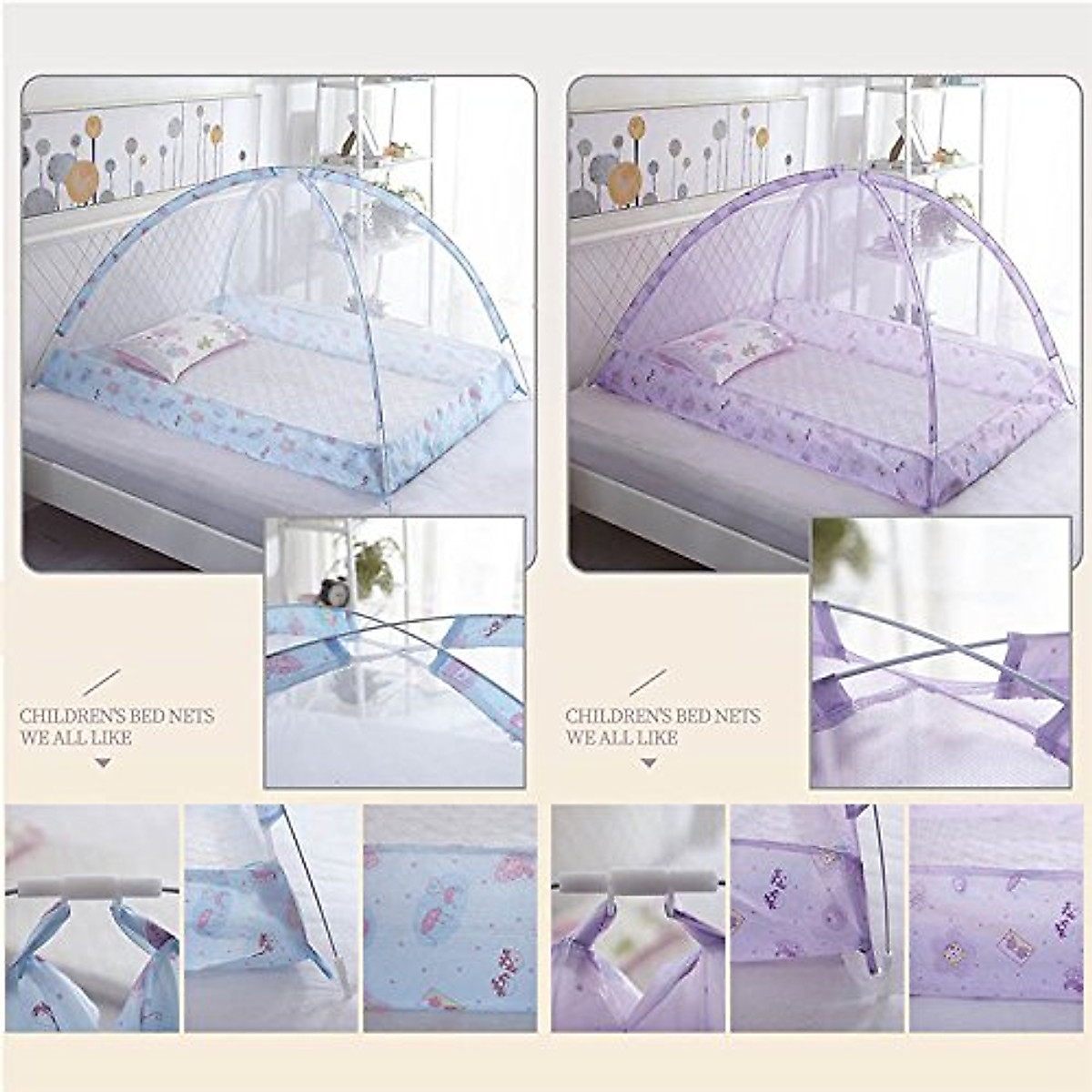 Rrut Baby Safety Net Tent, Premium Baby Bed Canopy Netting Cover Mesh Nursery Mosquito Net - Stylish and Sturdy Infant Crib Tent Net - Protect Your Baby from Falls or Bites Blue 90CMÃ—120CM