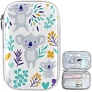 ZZKKO Cute Koala Bears Floral Pencil Bag Case Zipper Pencil Holder Organizer Stationary Pen Bag Cosmetic Makeup Bag Pouch Purse for School Office Supplies